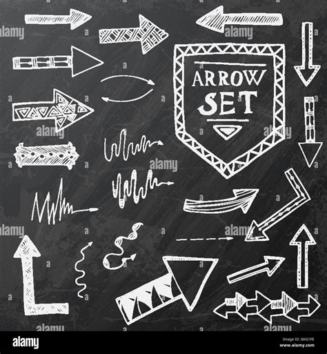 Hand Drawn Arrow Icons Set On Black Chalk Board Vector Illustration Education Or Business