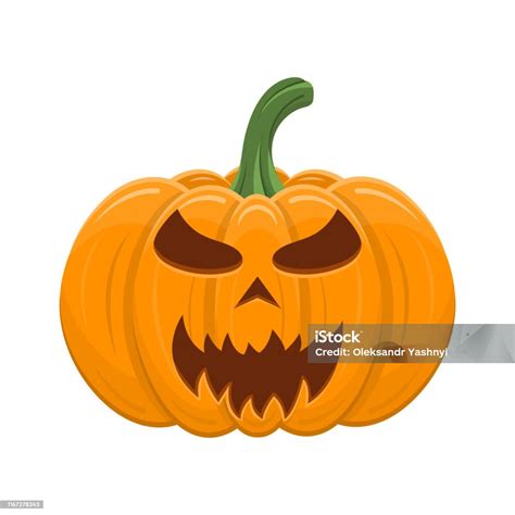 흰색 배경에 고립 된 할로윈 호박 미소 재미있는 얼굴만화 오렌지 호박 할로윈 가을 휴일의 주요 상징 모든 디자인에 대한 벡터 그림입니다 10월에 대한 스톡 벡터 아트 및
