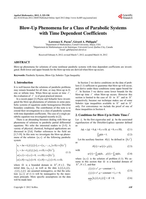 Pdf Blow Up Phenomena For A Class Of Parabolic Systems With Time Dependent Coefficients