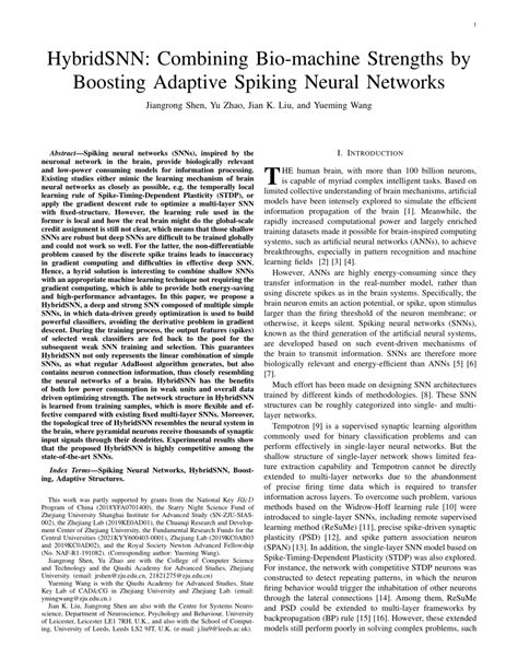 Pdf Hybridsnn Combining Bio Machine Strengths By Boosting Adaptive Spiking Neural Networks