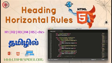 Headings H1 And Horizontal Rules Hr In Html5 Html5 Tutorial In Tamil