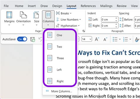 how to create columns in microsoft word guiding tech