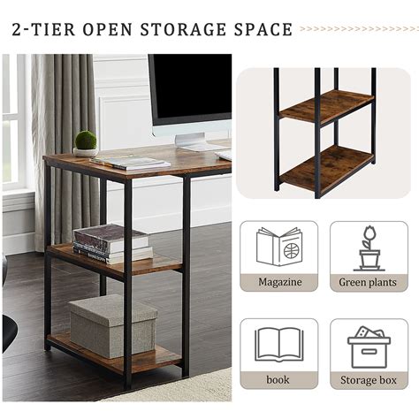 New Home Office Computer Desk With Layer Storage Shelf CPU Storage Space Brown