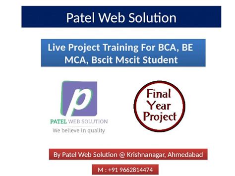 Pptx Live Project Training For Bca Be Diploma Mca Bscit Mscit