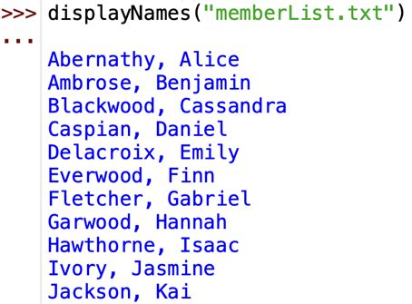 Solved Write A Function DisplayNames Which Takes A Chegg Com
