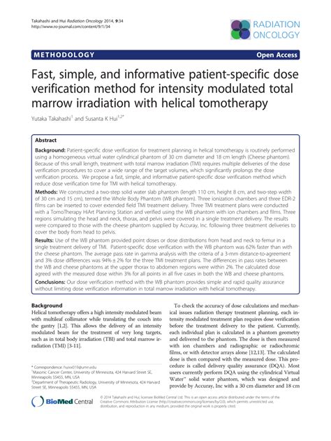 Pdf Fast Simple And Informative Patient Specific Dose Verification Method For Intensity