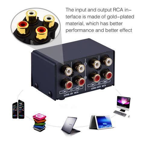 In Out Audio Source Signal Selector Switcher Output Volume Adjustment RCA Interface B