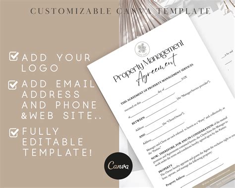 editable property management agreement property management services