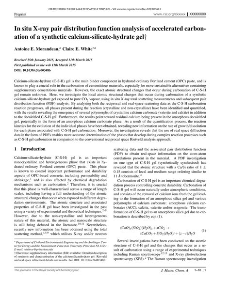 Pdf In Situ X Ray Pair Distribution Function Analysis Of Accelerated