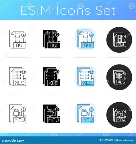File Types Icons Set Stock Vector Illustration Of Color 197698437