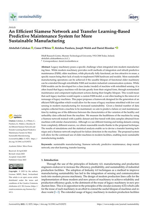 Pdf An Efficient Siamese Network And Transfer Learning Based Predictive Maintenance System For