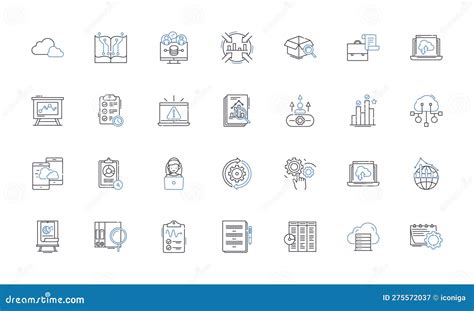 Numbers And Devices Line Icons Collection Digits Calculators