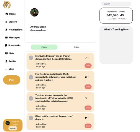 Github Andrewkatsumisloantwitter Clone Recreating Some Of The Core