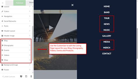 archive page layout music pro site