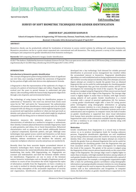 Pdf Survey Of Soft Biometric Techniques For Gender Identification