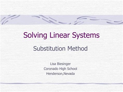 Ppt Solving Linear Systems Powerpoint Presentation Free Download