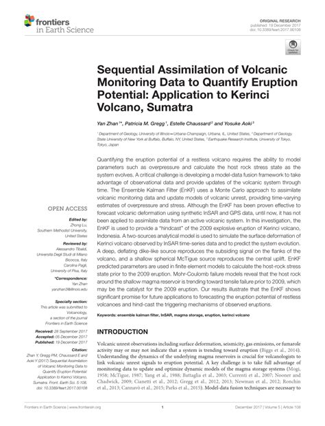 Pdf Sequential Assimilation Of Volcanic Monitoring Data To Quantify Eruption Potential