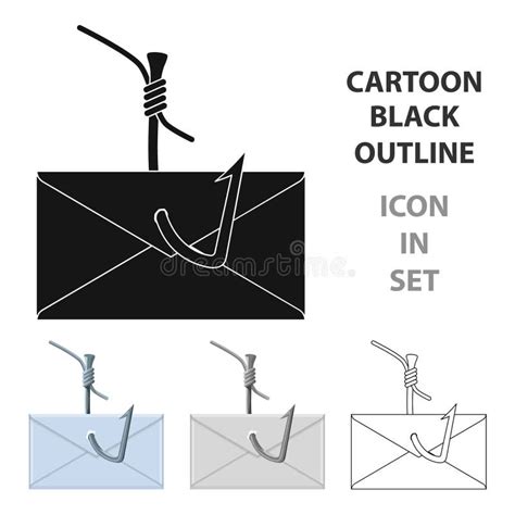 Hooked E Mail Icon In Outline Style Isolated On White Background Hackers And Hacking Symbol