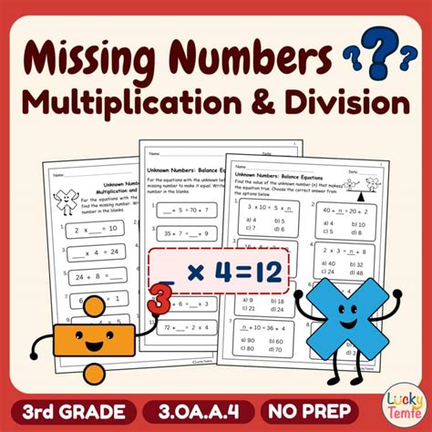 Missing Numbers In Multiplication And Division Equations By Luckytemte
