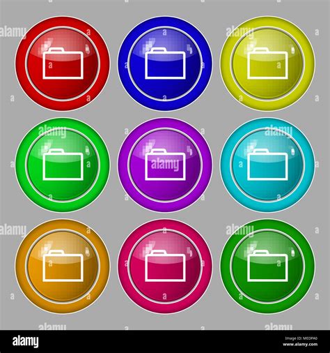 Folder Icon Sign Symbol On Nine Round Colourful Buttons Vector Illustration Stock Vector Image