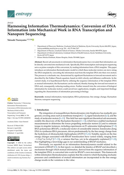 Pdf Harnessing Information Thermodynamics Conversion Of Dna