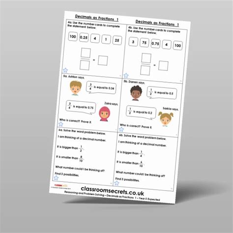 Decimals As Fractions 1 Reasoning And Problem Solving Resource