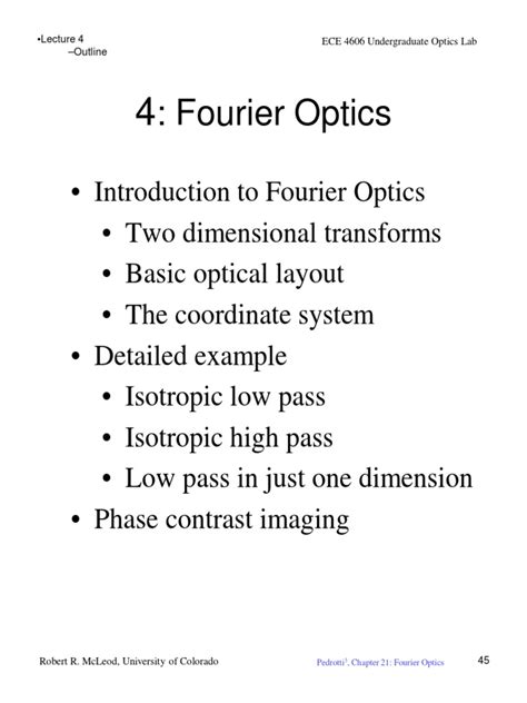 lecture 4 fourier optics pdf low pass filter optical filter