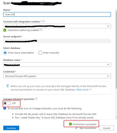 azure purview lineage to azure sql database connection fail microsoft qanda