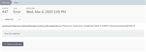 Remove The Show The Stacktrace Button In Event Logs Issue Octobercms October GitHub
