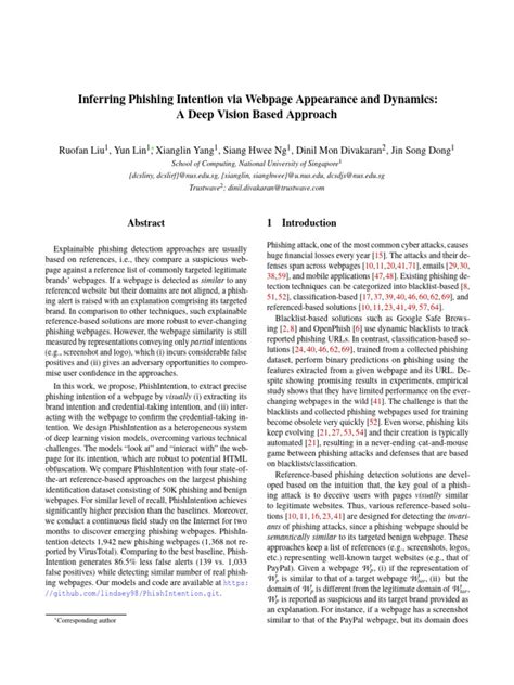 2022 Inferring Phishing Intention Via Webpage Appearance And Dynamics A Deep Vision Based