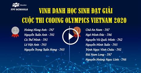 HỌc Sinh Fpt Schools ĐẠt 12 GiẢi ThƯỞng TẠi Chung KẾt CuỘc Thi Coding Olympics Vietnam 2020