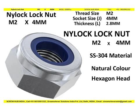 Socket Size 4mm Stainless Steel M2 Nylock Nut Diameter 2 Mm At ₹ 45
