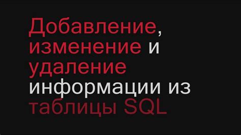 Как добавить изменить и удалить информацию в таблице Sql Youtube