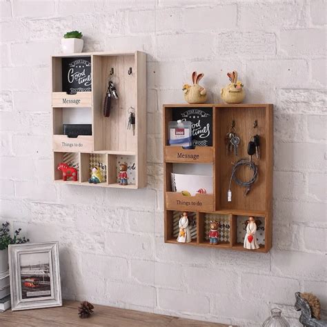 Деревянный стеллаж для хранения трехслойный крючок Подвесной Настенный декор держатель для