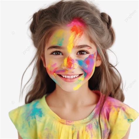 홀리 축제의 색상으로 칠해진 3d 귀여운 소녀 홀리 축하 투명한 Png 일러스트 및 이미지 에 대한 무료 다운로드 Pngtree