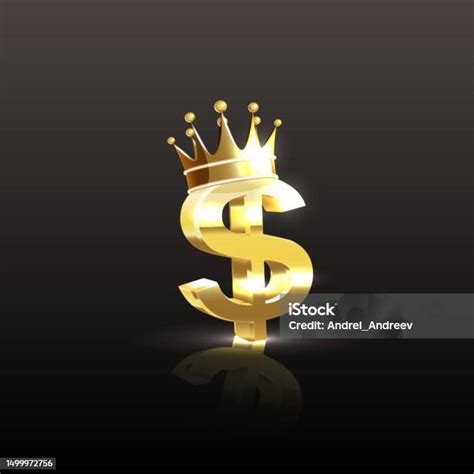 골드 달러 기호와 크라운 아이콘 벡터 로고 템플릿 일러스트레이션 디자인입니다 미국 화폐 단위에 대한 스톡 벡터 아트 및 기타