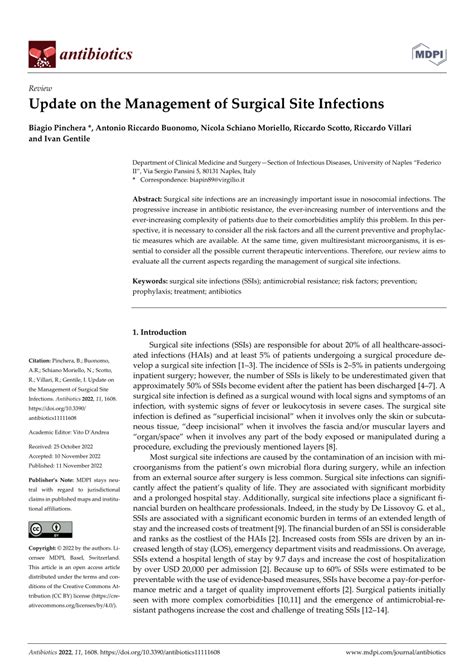 Pdf Update On The Management Of Surgical Site Infections