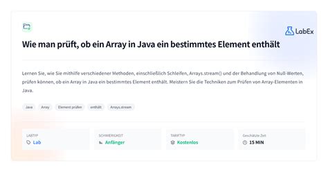 Wie Man Prüft Ob Ein Array In Java Ein Bestimmtes Element Enthält Labex