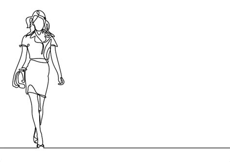 Sexy Womancontinuous Line Drawing Premium Vector