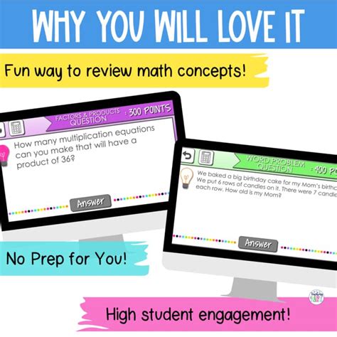 Multiplication Game Show Multiplication Math Jeopardy Style Game