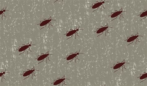 Brown Bugs Crawling Seamless Pattern With Small Cockroaches On Textured