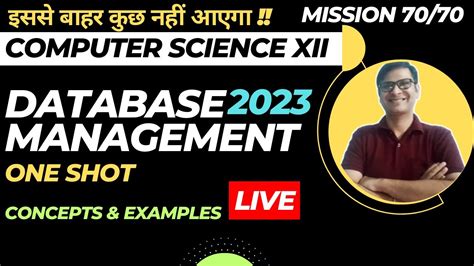 Database Management One Shot Class 12 Computer Science Youtube