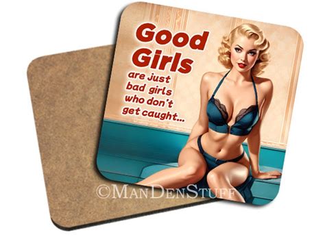 Fun Naughty Pin Up Girls Drink Beer Coasters Funny Sexy Pin Up Pinup Retro Gifts Men Man