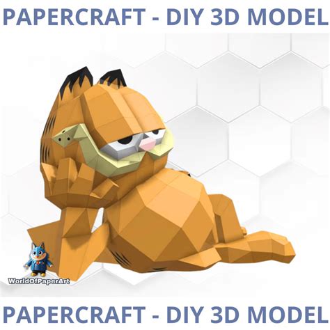 Garfield Papercraft Template Set Diy 3d Origami For Home Decor And
