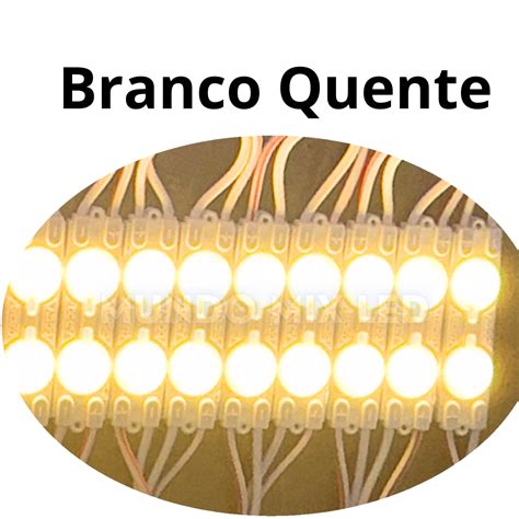 Módulo Led Injetado 7025 4cm 2 Leds 1w Branco Quente 3000k 12v Modulo