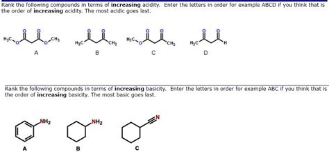 SOLVED: Rank the following compounds in terms of increasing acidity ...