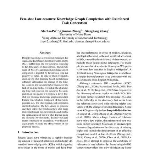 Few Shot Low Resource Knowledge Graph Completion With Reinforced Task