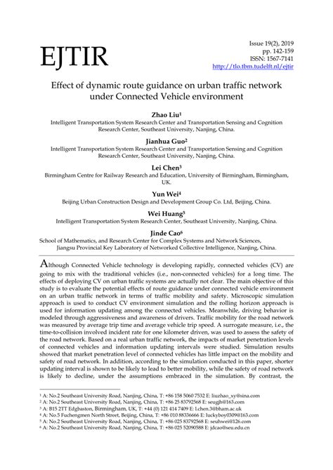 Pdf Effect Of Dynamic Route Guidance On Urban Traffic Network Under