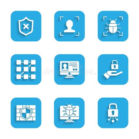 Set Create Account Screen System Bug On Monitor Cyber Security Lock In Hand Shield With