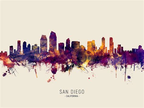 San Diego California Skyline Digital Art By Michael Tompsett Fine Art